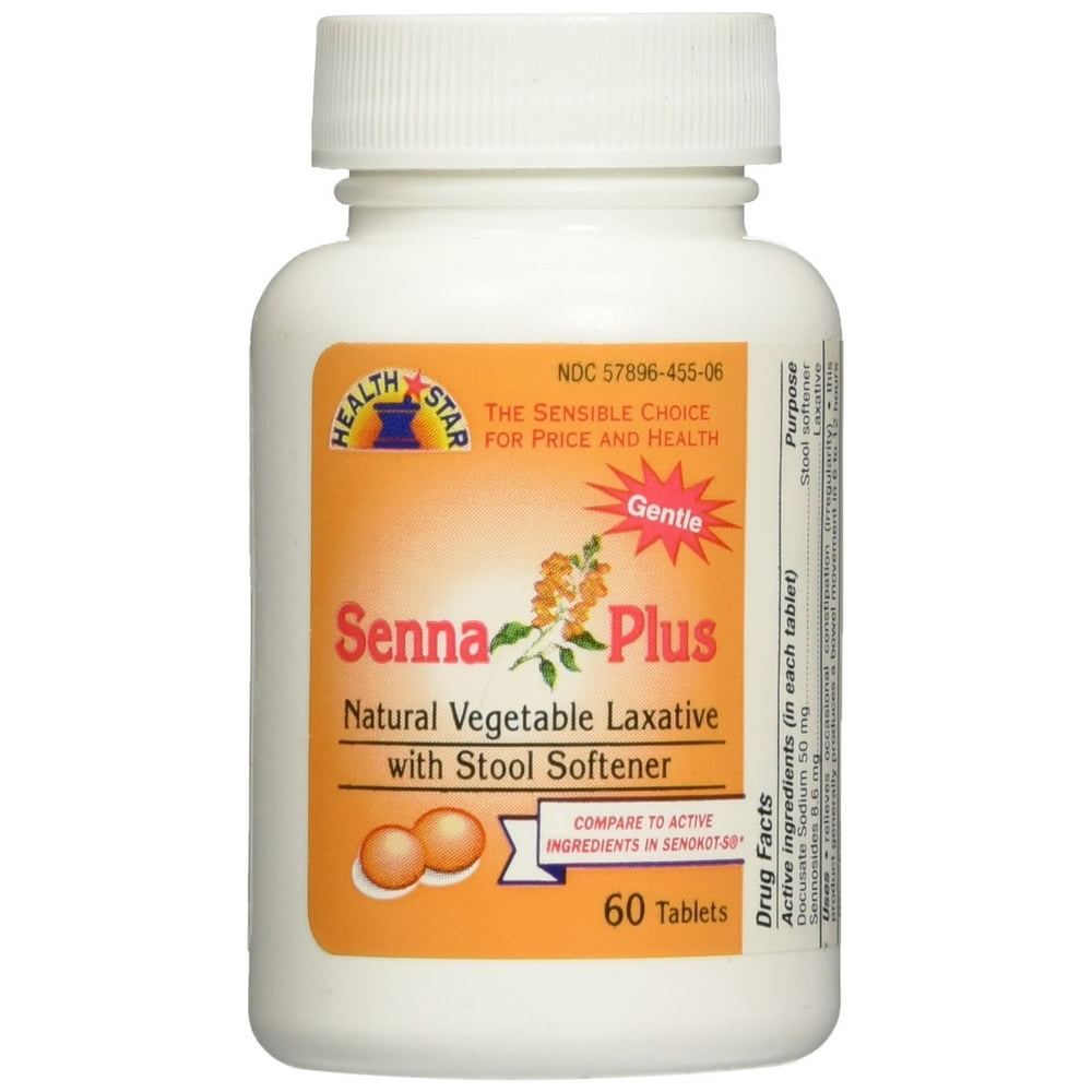 Health Star Senna Plus Tablets, 8.6-50 mg, 60 Count - Walmart.com ...