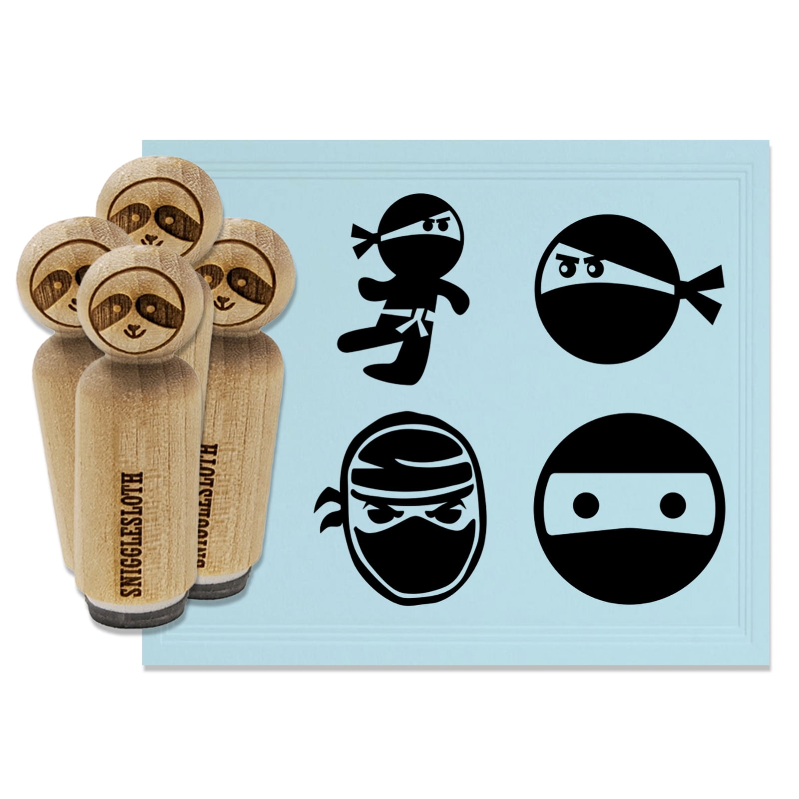 Ninja Face Funny Fighting Masked Emoticon Rubber Stamp Set for ...