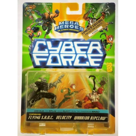 1995 - Mattel / Top Cow - Mega Heroes - Cyber Force - 3 Figure Set w ...