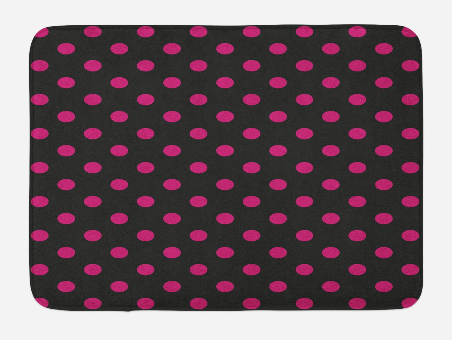Hot Pink Bath Mat, Old Fashioned Polka Dots Symmetrical Pattern in ...