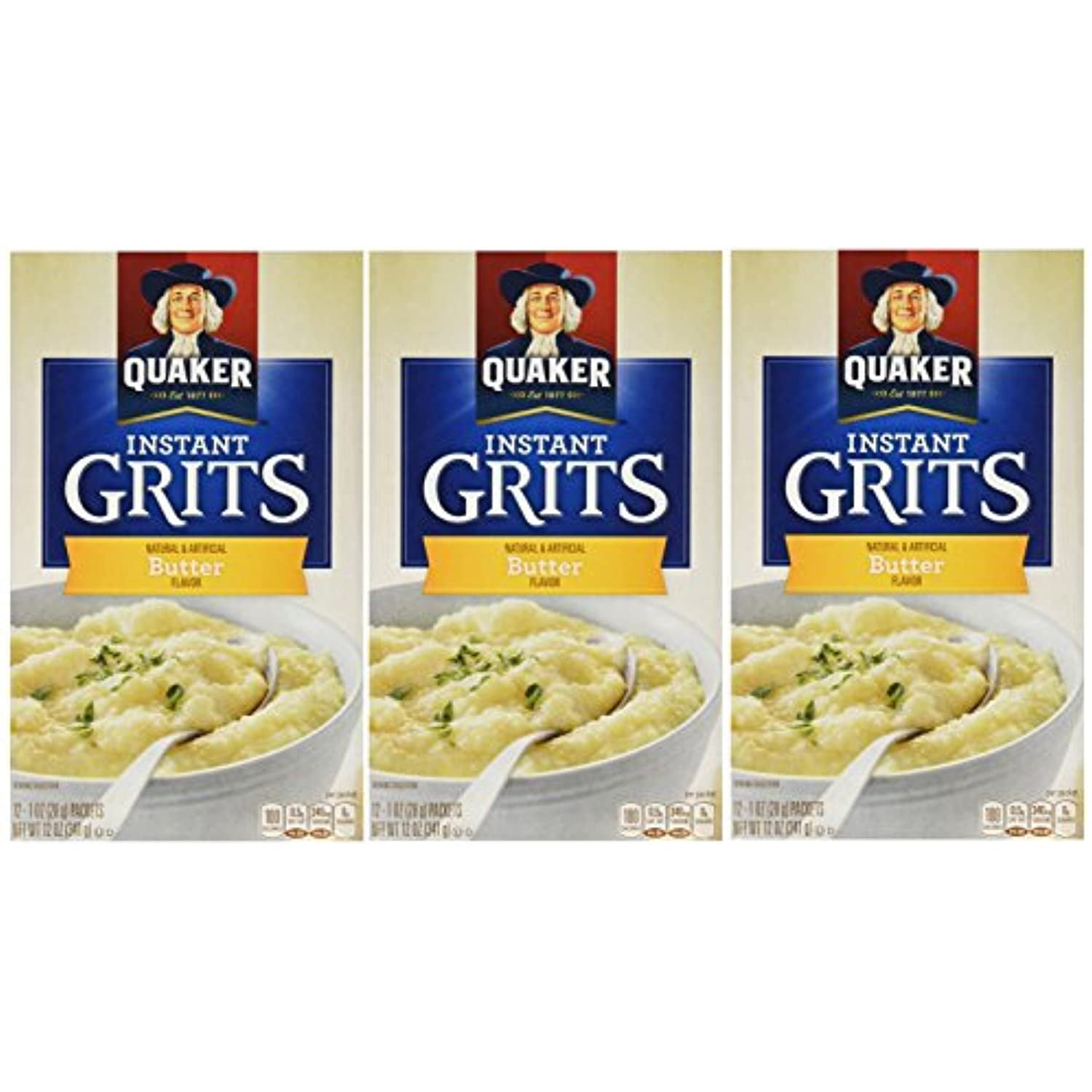 Quaker, Instant Grits, Butter Flavor, 12 Count, 12Oz Box (Pack Of 3 ...