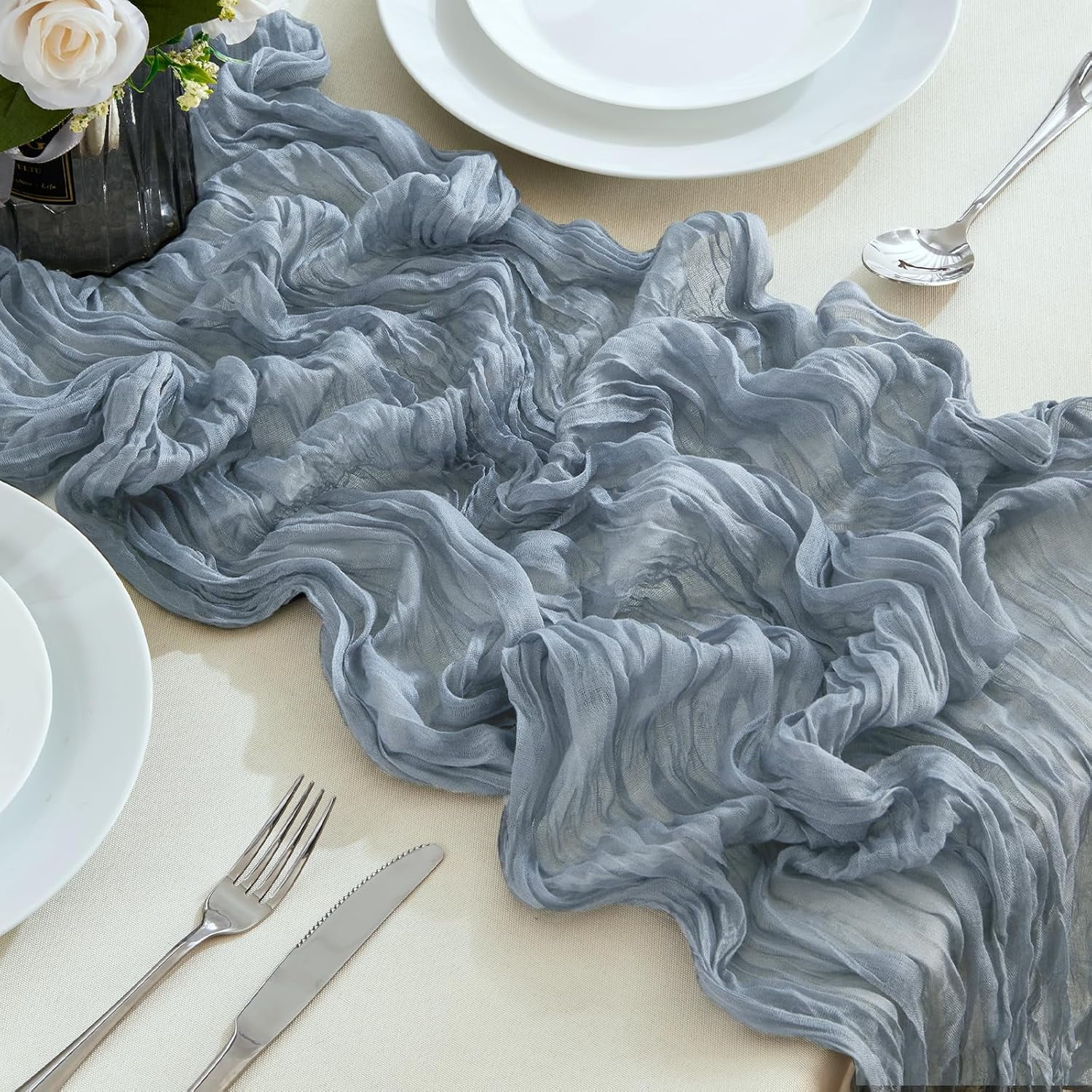 Click here for Srizian Blue Cheesecloth Table Runners  10ft Wide... prices