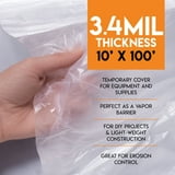 Clear Poly Sheeting - 10x100 Feet – Heavy Duty, 3.4 Mil Thick Plastic Tarp Waterproof Vapor and ...