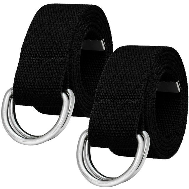 Falari 2-Pack Canvas Web Belt Metal Double D Ring Buckle for Men Women ...