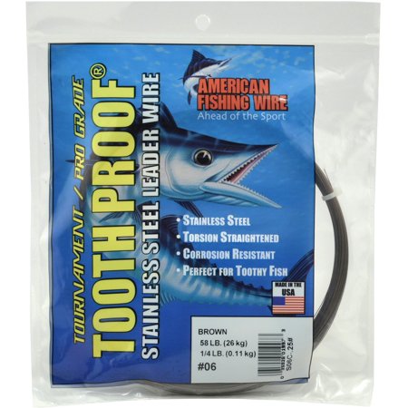 American Fishing Wire Tooth Proof Stainless Steel Single Strand Leader ...