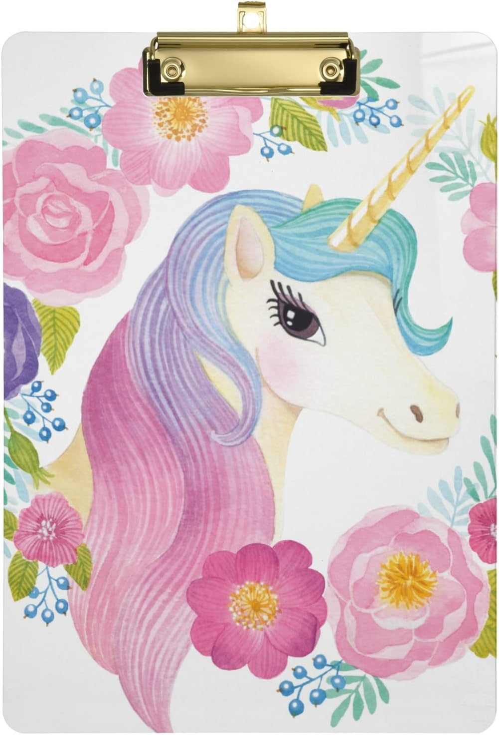 FMSHPON Watercolor Unicorn Wreath Clipboard Hardboard Wood Nursing Clip ...