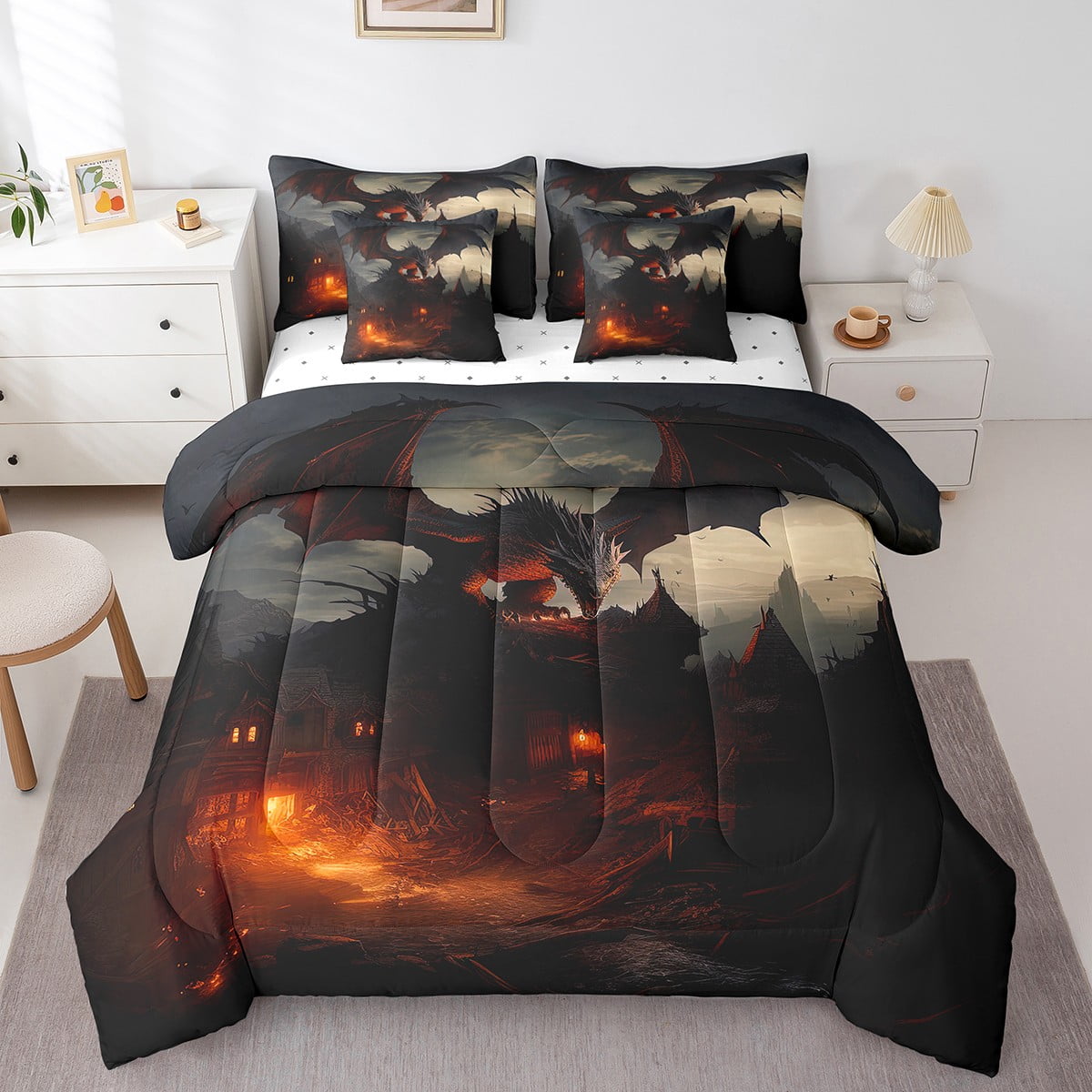 Click here for Yst 7-Piece 3d Dragon Bedding Set  Twin Size - Fie... prices