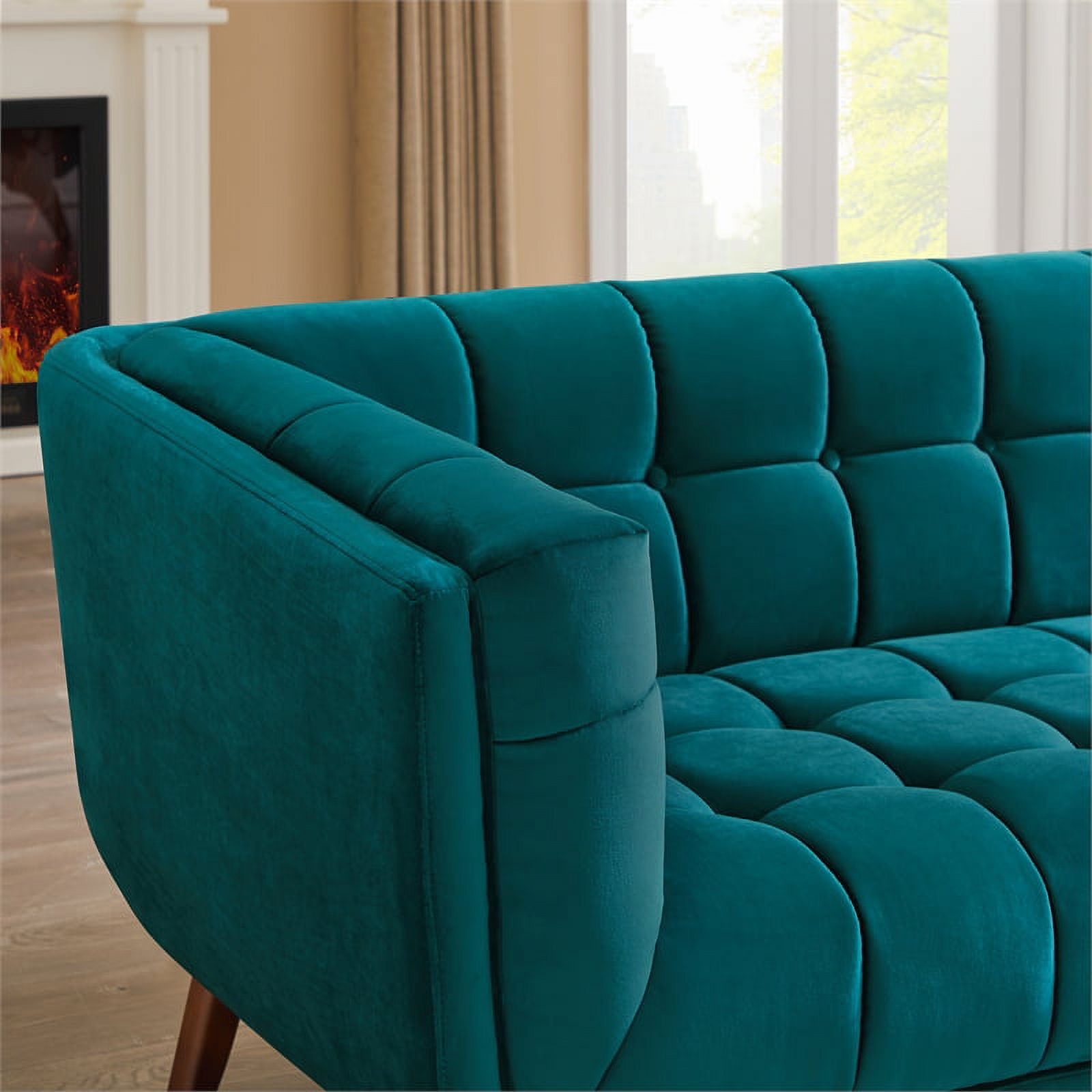 Teal Velvet Tufted Sofa | Baci Living Room