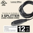 3 Way Power Splitter and 12' Long Extension Cord with Angled Plug - 1 ...