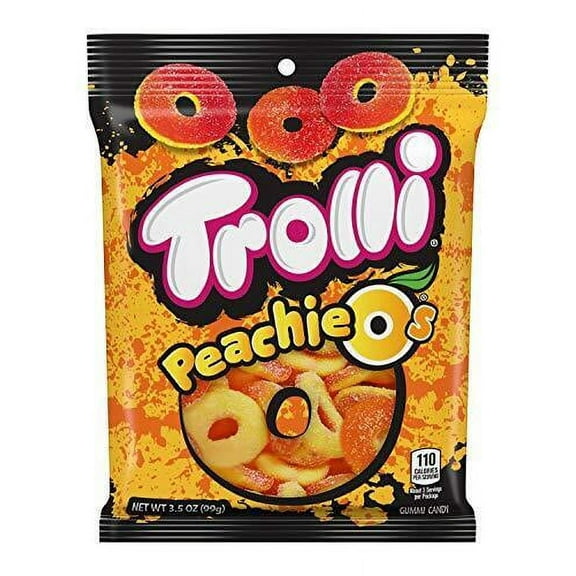 (4 pack) Trolli Peachie O's Sour Gummy Rings Candy, 4.25 Ounce, [1-Bag ...