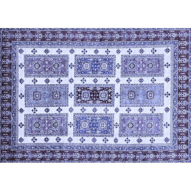 Ahgly Company Machine Washable Indoor Rectangle Abstract Blue Modern ...