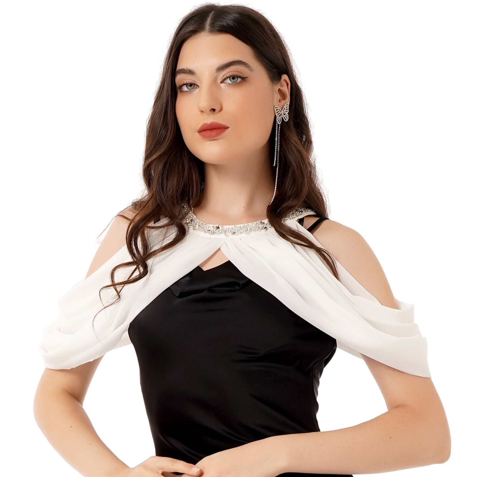 MSemis Women Bride Capes Wedding Shoulders Shawls Shiny Rhinestone ...