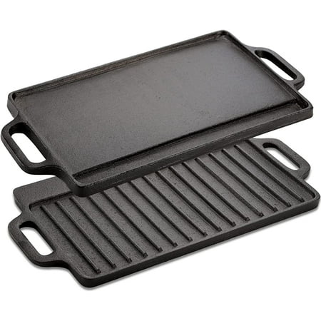 Lepai Rectangle Cast Iron Griddles, 2-in-1 Reversible Grill/Griddle ...