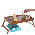 Wood Rectangular Bed Tray with Wooden Breakfast Tray with Folding Legs ...
