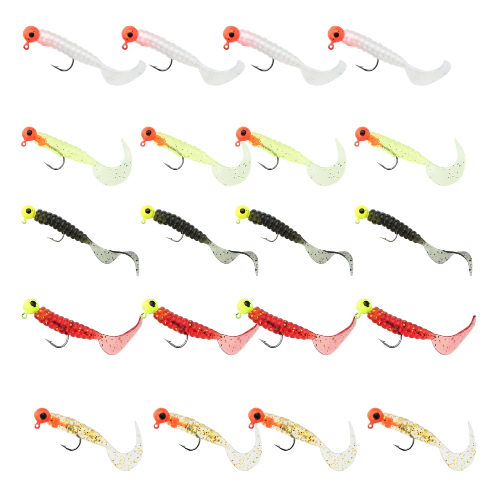 Equipo de pesca | Curling Tail Soft Gusano, se?uelo de cebo de pesca artificial con gancho de ...