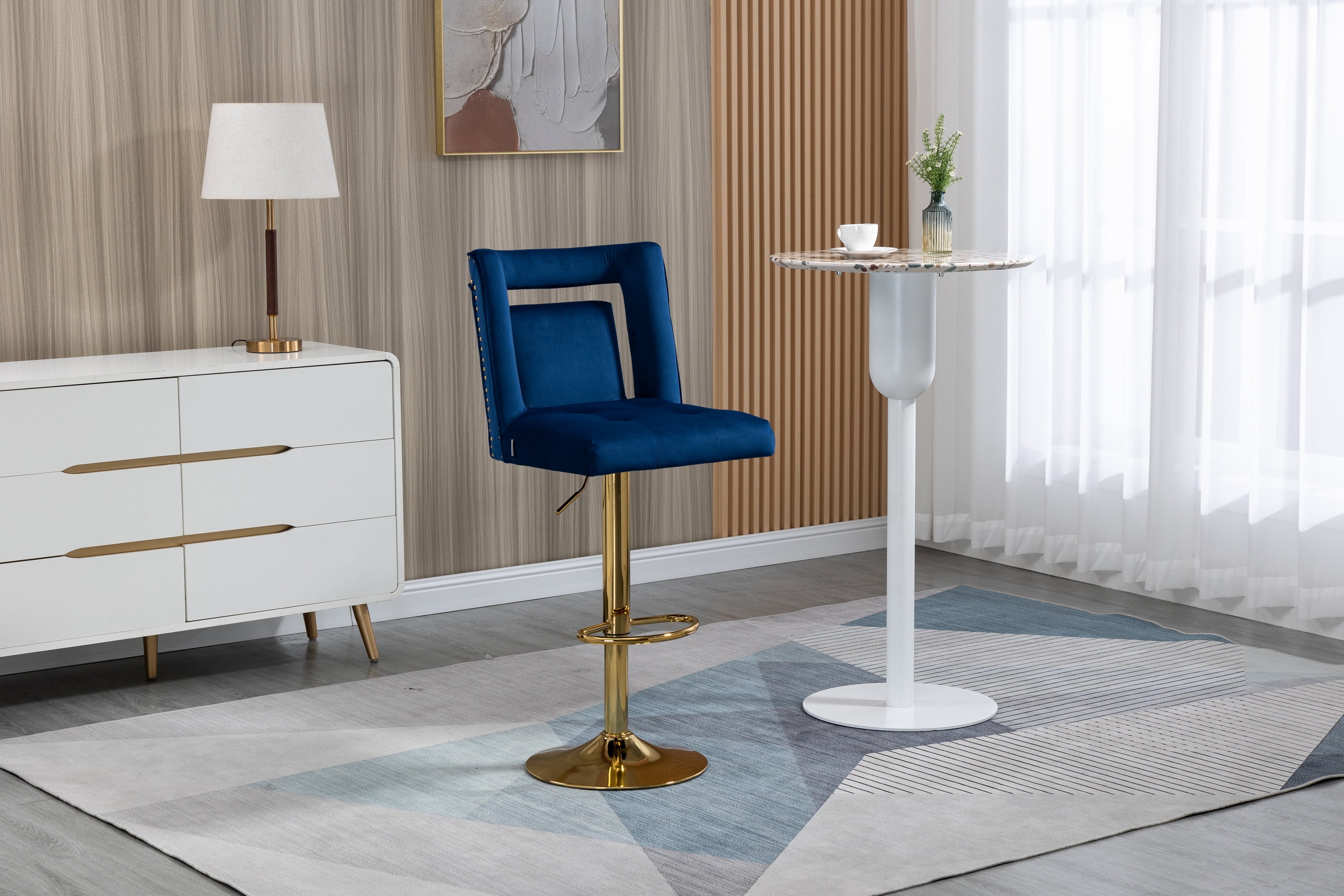 Luccalily Counter Height Bar Stools,Velvet 360° Swivel Adjustable Bar ...