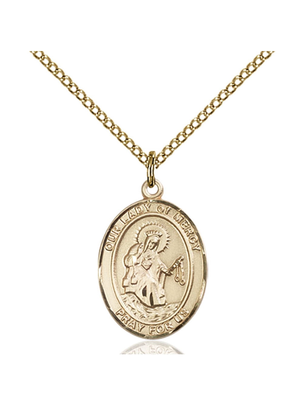 Gold Filled Our Lady of Mercy Pendant 3/4 x 1/2 inches with Gold Filled ...