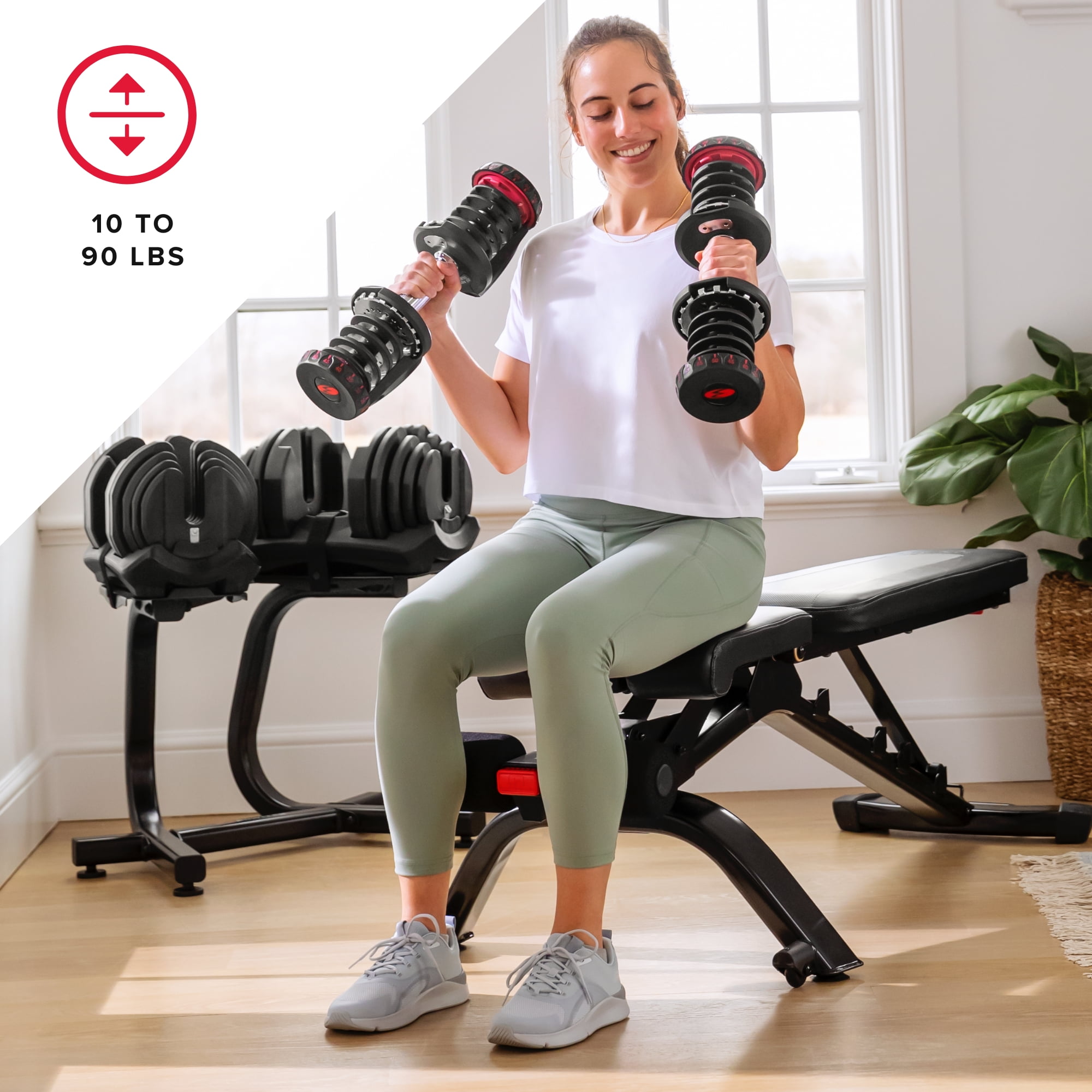 Bowflex SelectTech 1090 Adjustable Dumbbells, Pair, Free JRNY Trial ...