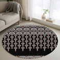 Black Boho Rhombus Round Rug 3ft Washable Circle Entryway Rugs Non Slip ...