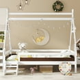 LHYY Full House Platform Bed with Stairs,Solid Wood Twin Bed Frame,Low ...