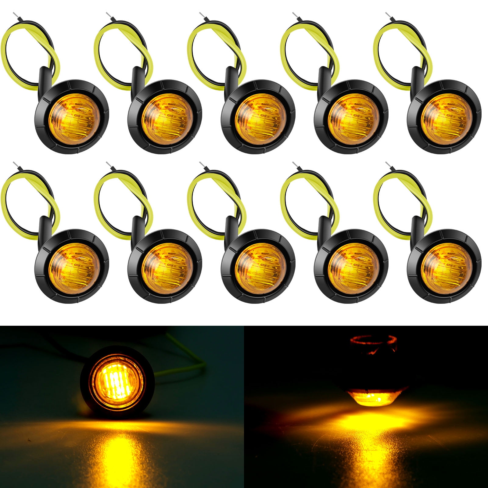 Retrok 10/20pcs LED Round Clearance Light 12V Waterproof Car Side ...