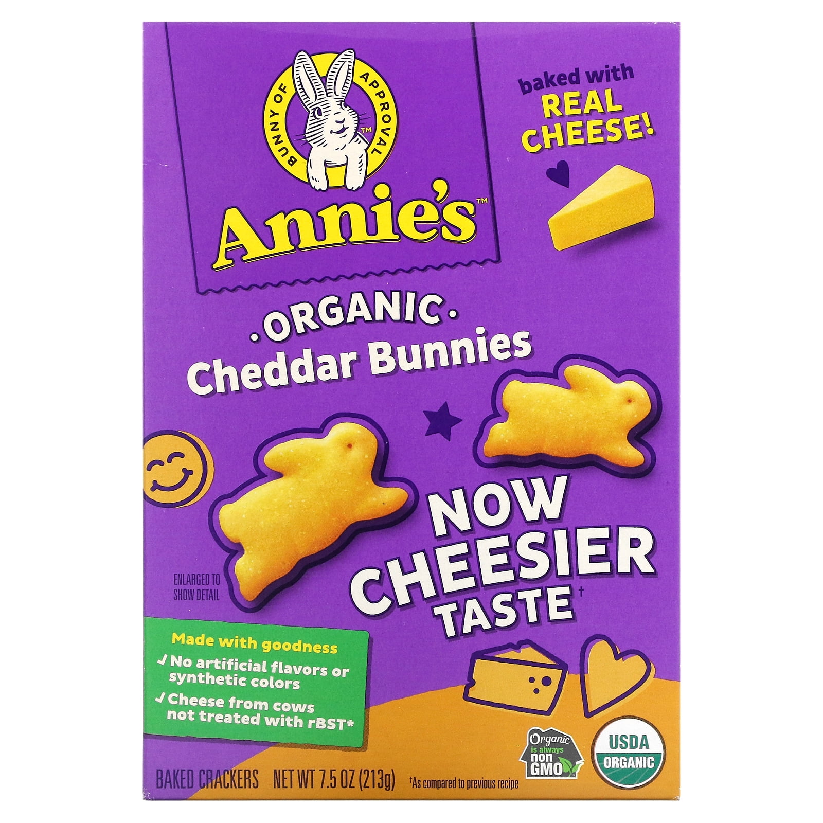 Annie's Homegrown, Organic Cheddar Bunnies, Baked Snack Crackers, 7.5 ...