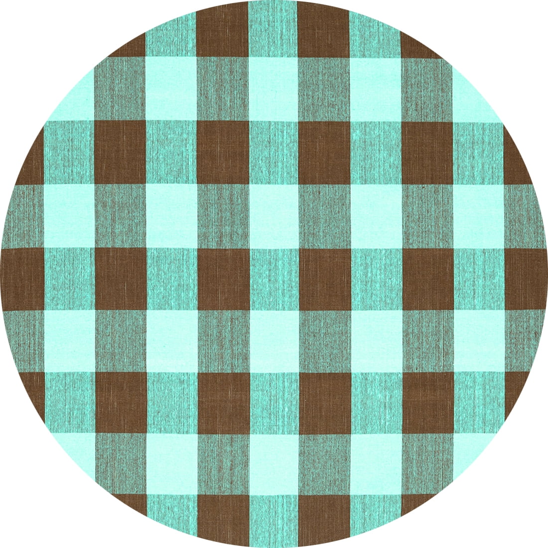 Ahgly Company Indoor Round Checkered Turquoise Blue Modern Area Rugs, 5 ...