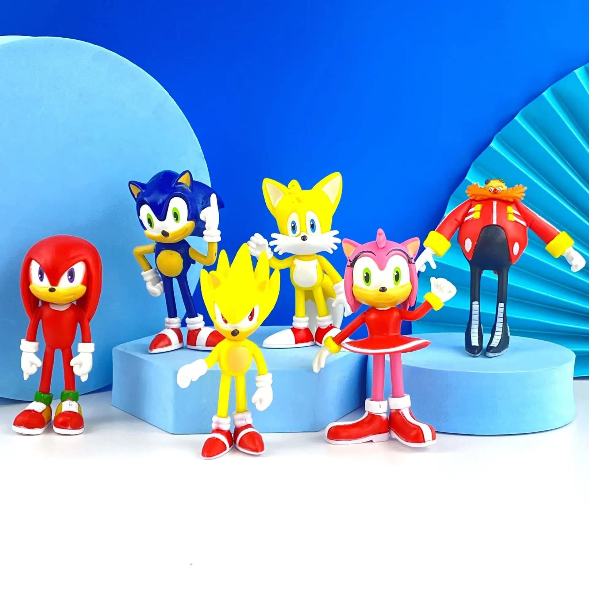6 Pack Sonic The Hedgehog Action Figures ，Sonic The Hedgehog Toy , 3.14 ...