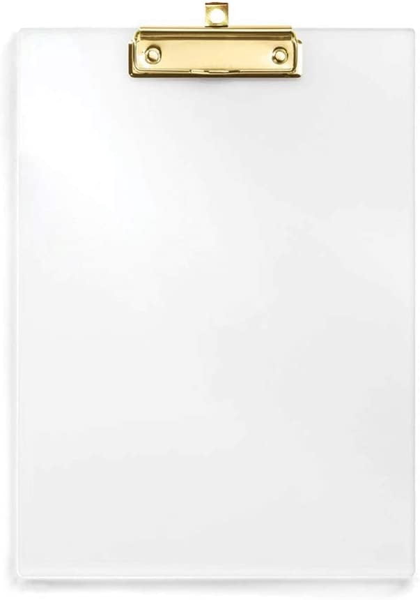 UNIQOOO Thick Clear Acrylic Clipboard with Shiny Gold Finish Clip ...