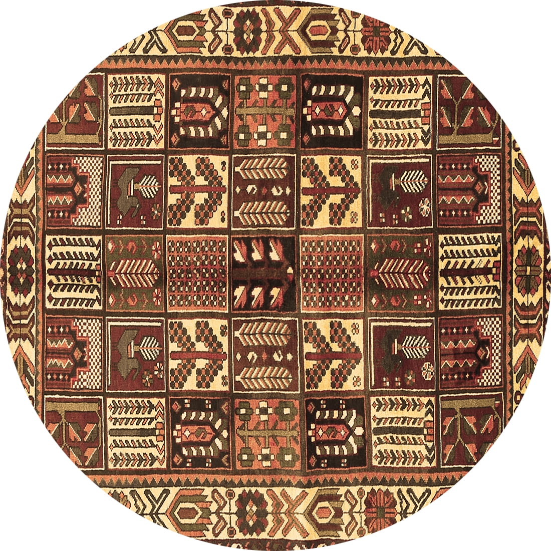 Ahgly Company Indoor Round Persian Brown Traditional Area Rugs, 8 ...