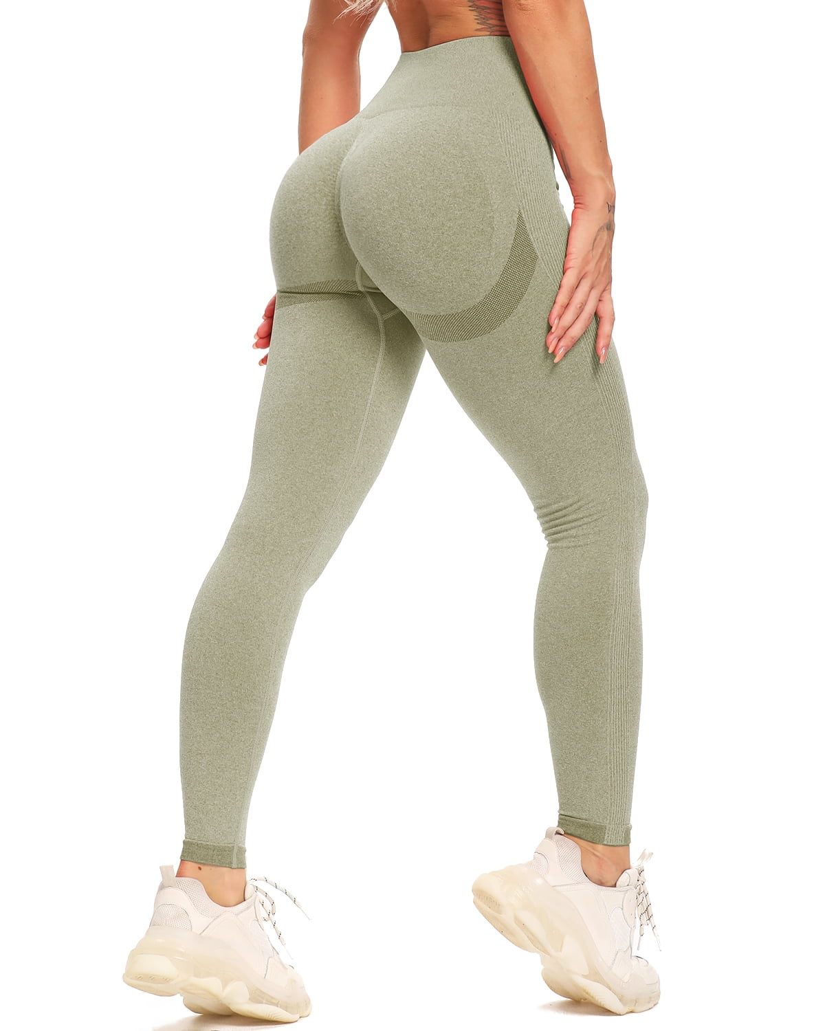 Seasum Seasum Womens High Waist Workout Seamless Smile Yoga Leggings