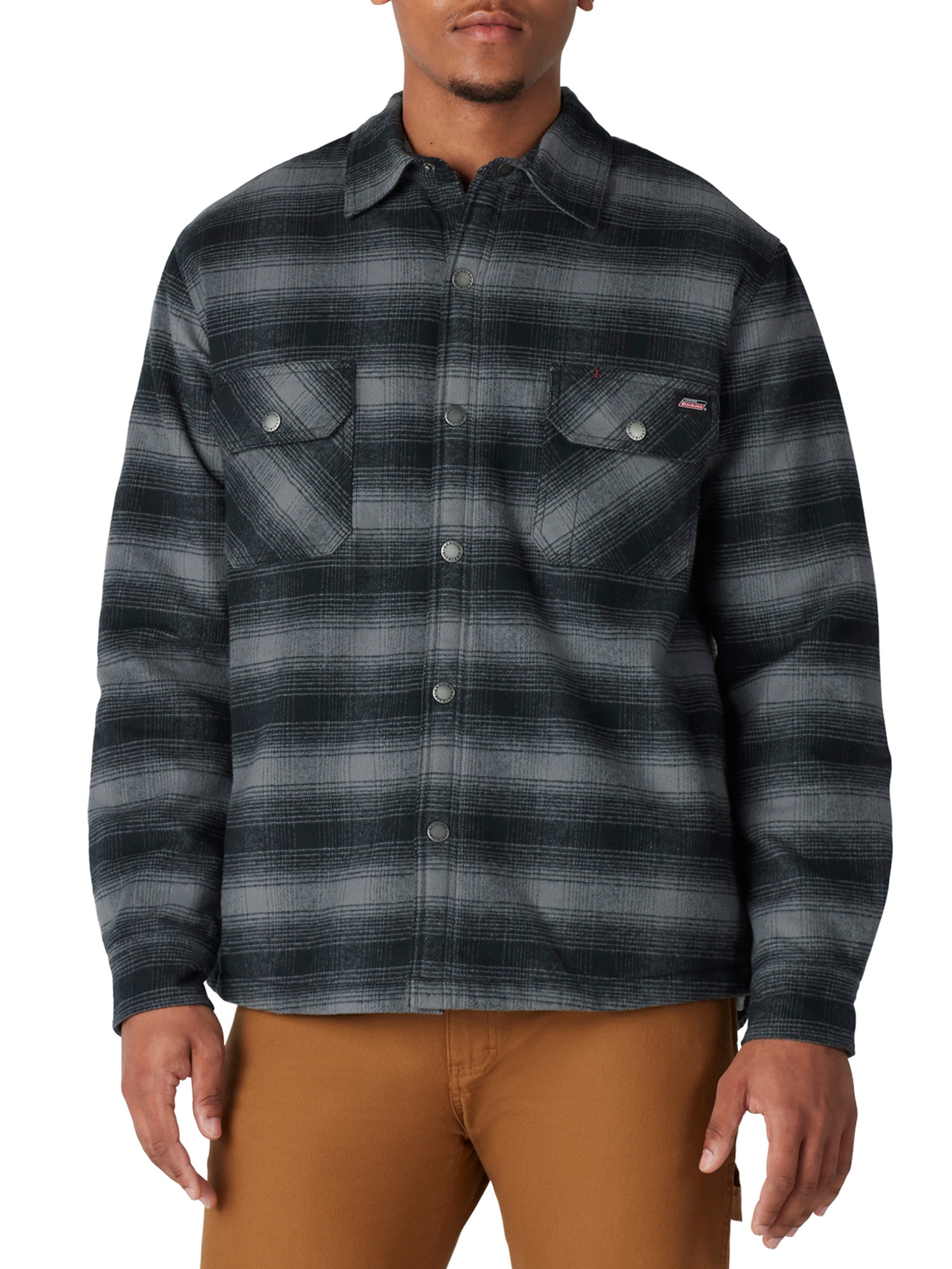 Genuine Dickies Men's HeavyWeight Flannel Shirt Jacket with Berber ...