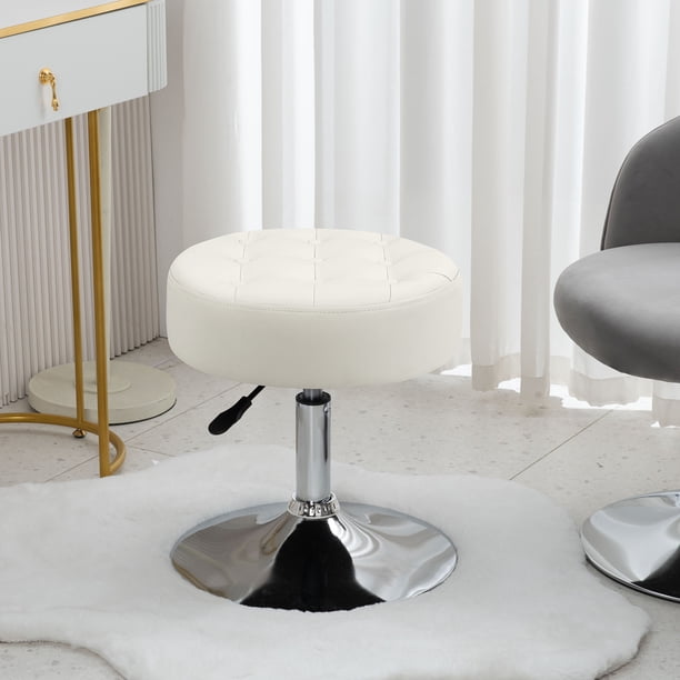 Furniliving PU Vanity Chair Swivel Adjustable Round Ottoman Stool ...