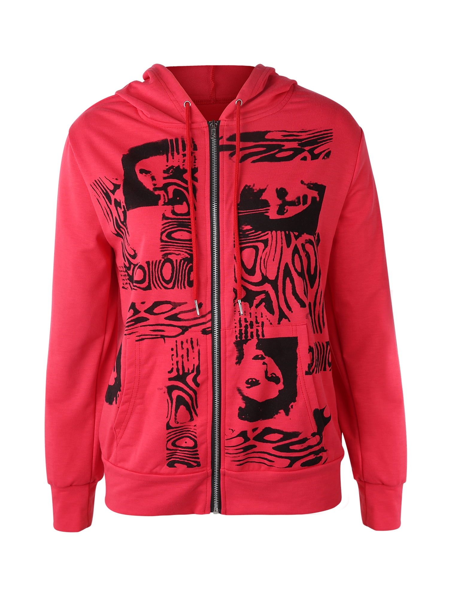 Qiylii Women's Y2K Zip Up Hoodie Face Portrait Pullover Streetwear ...
