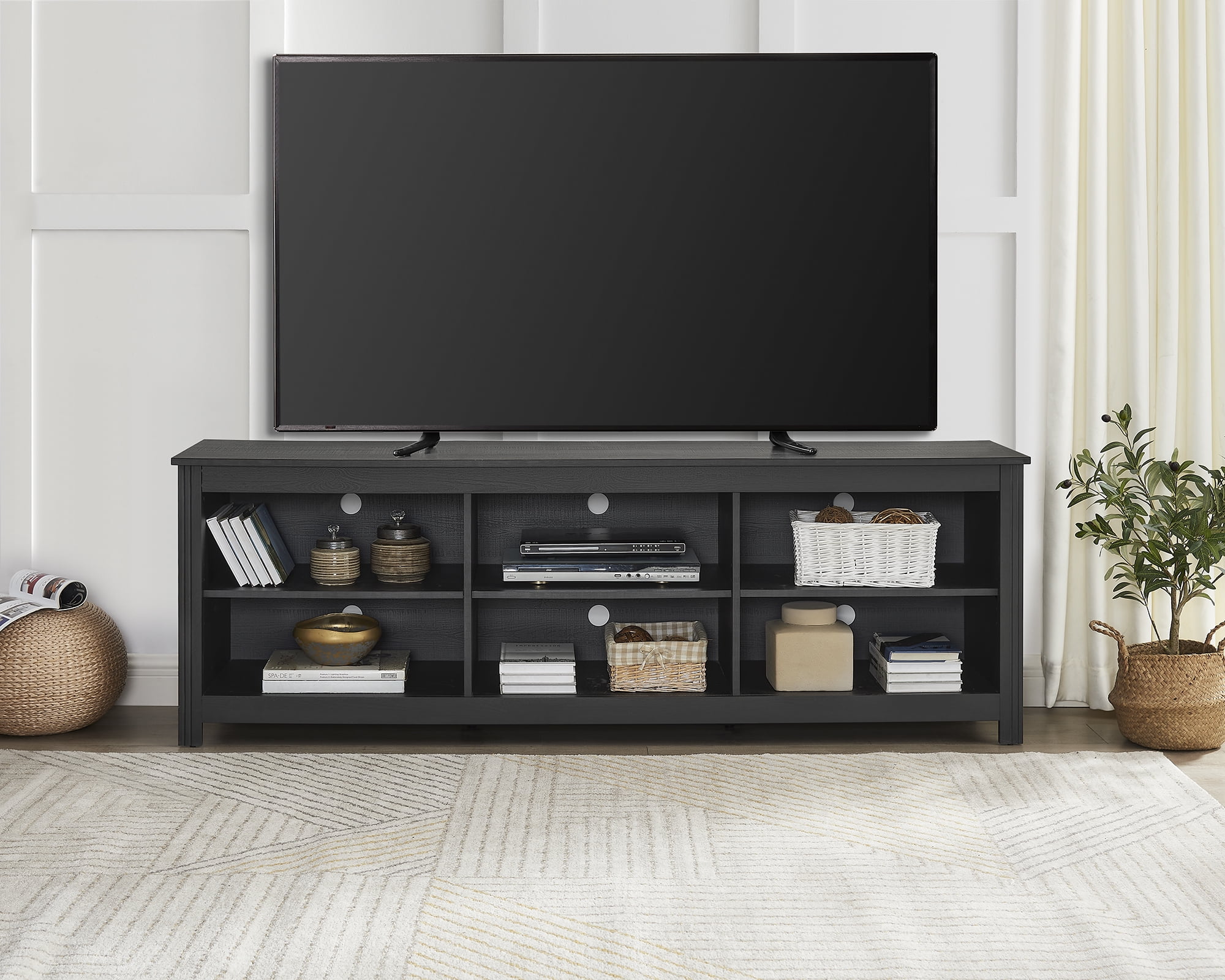 Mainstays Adjustable Shelf TV Stand for TVs up to 80", Black Finish ...