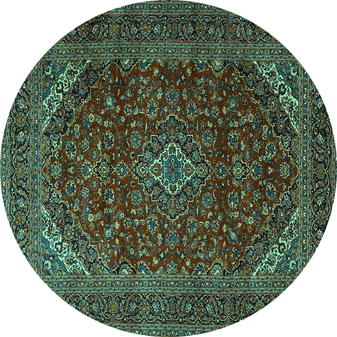 Ahgly Company Indoor Round Persian Turquoise Blue Traditional Area Rugs ...