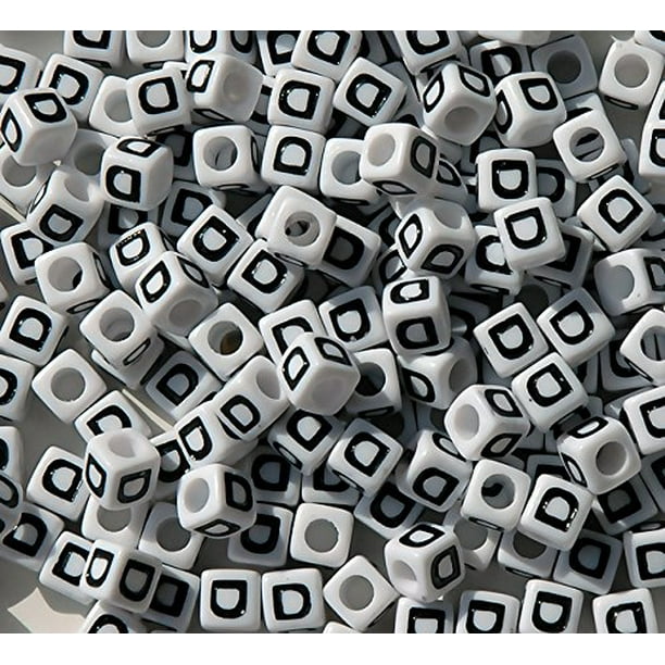 JOLLY STORE Crafts Letter "D" 7mm Cube Shape Alphabet Beads - Walmart ...