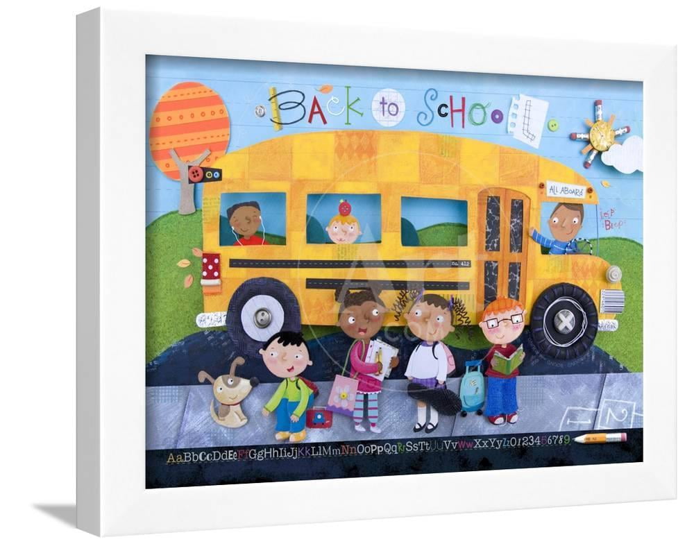 Back to School Bus, Figurative Framed Art Print Wall Art by Holli ...