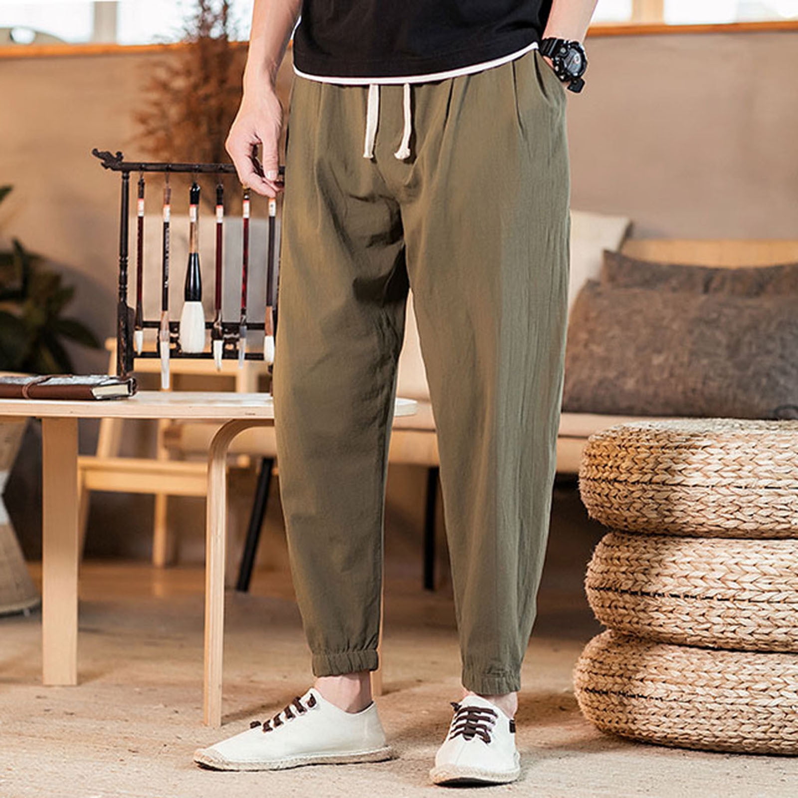 Click here for Haoxianjian Mens Casual Cotton Linen Pants Summer... prices
