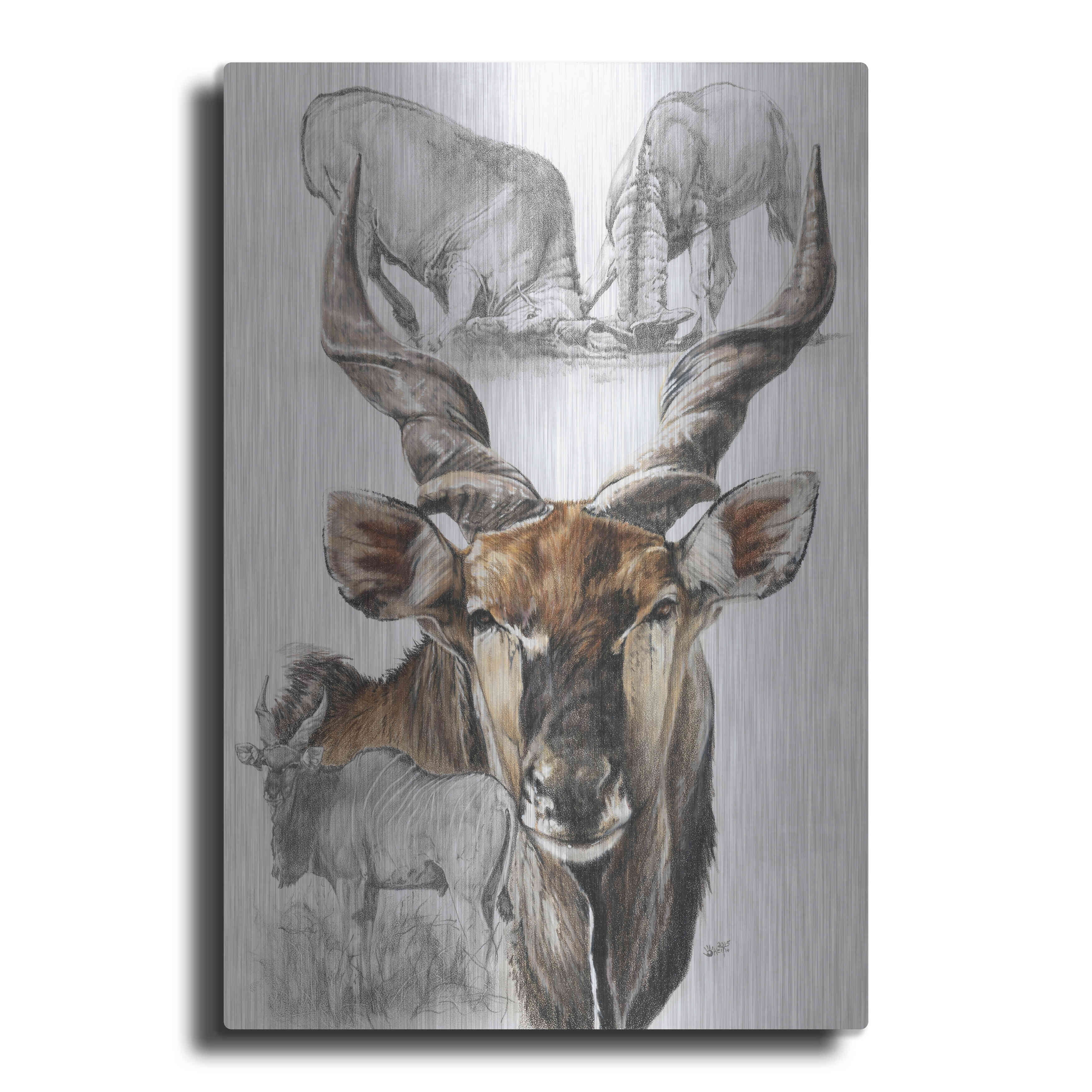 Luxe Metal Art 'Giant Eland' by Barbara Keith, Metal Wall Art, 12"x16 ...