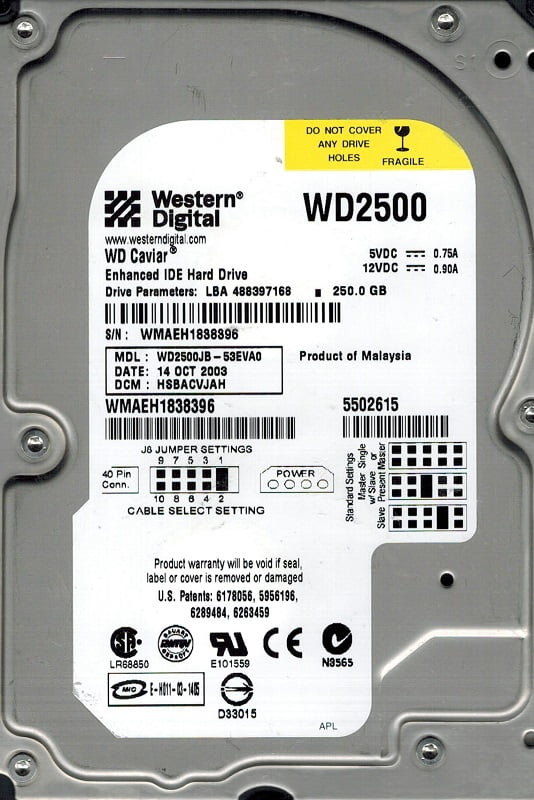 Western Digital WD2500JB-53EVA0 250GB DCM: HSBACVJAH - Walmart.com