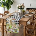 Easter Animals Table Runner, Watercolor Rabbits Sheep Duck Eggs Black ...