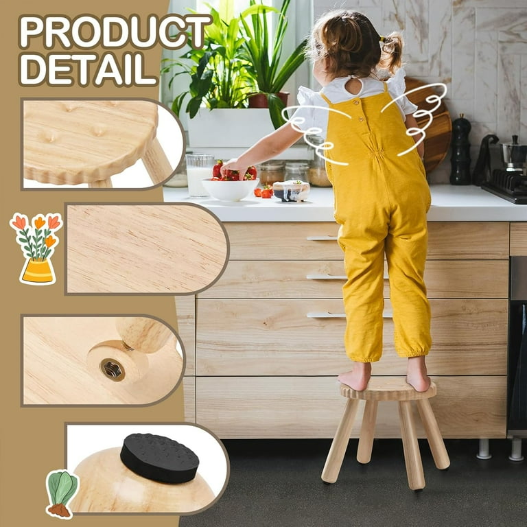 Cookie Step Stool Short Stool for Kids Adults Small Wood Stool for Bathroom 9 Inch Wood Stool Plant Stand Natural