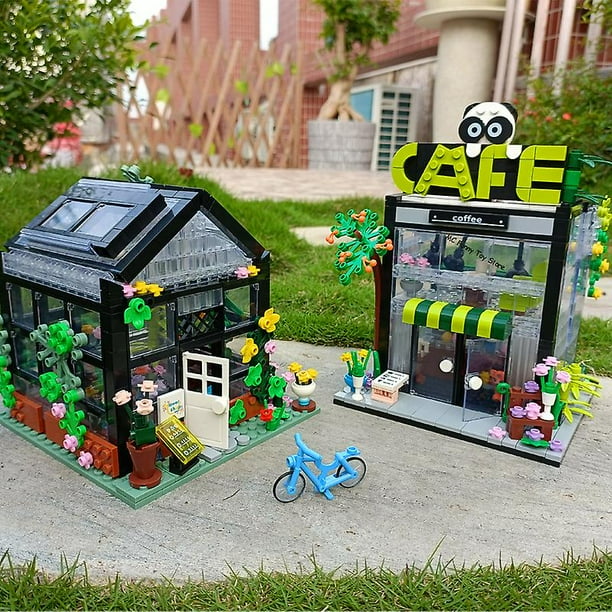 Creative Summer Coffee Store Shop Model Building Block City View ...