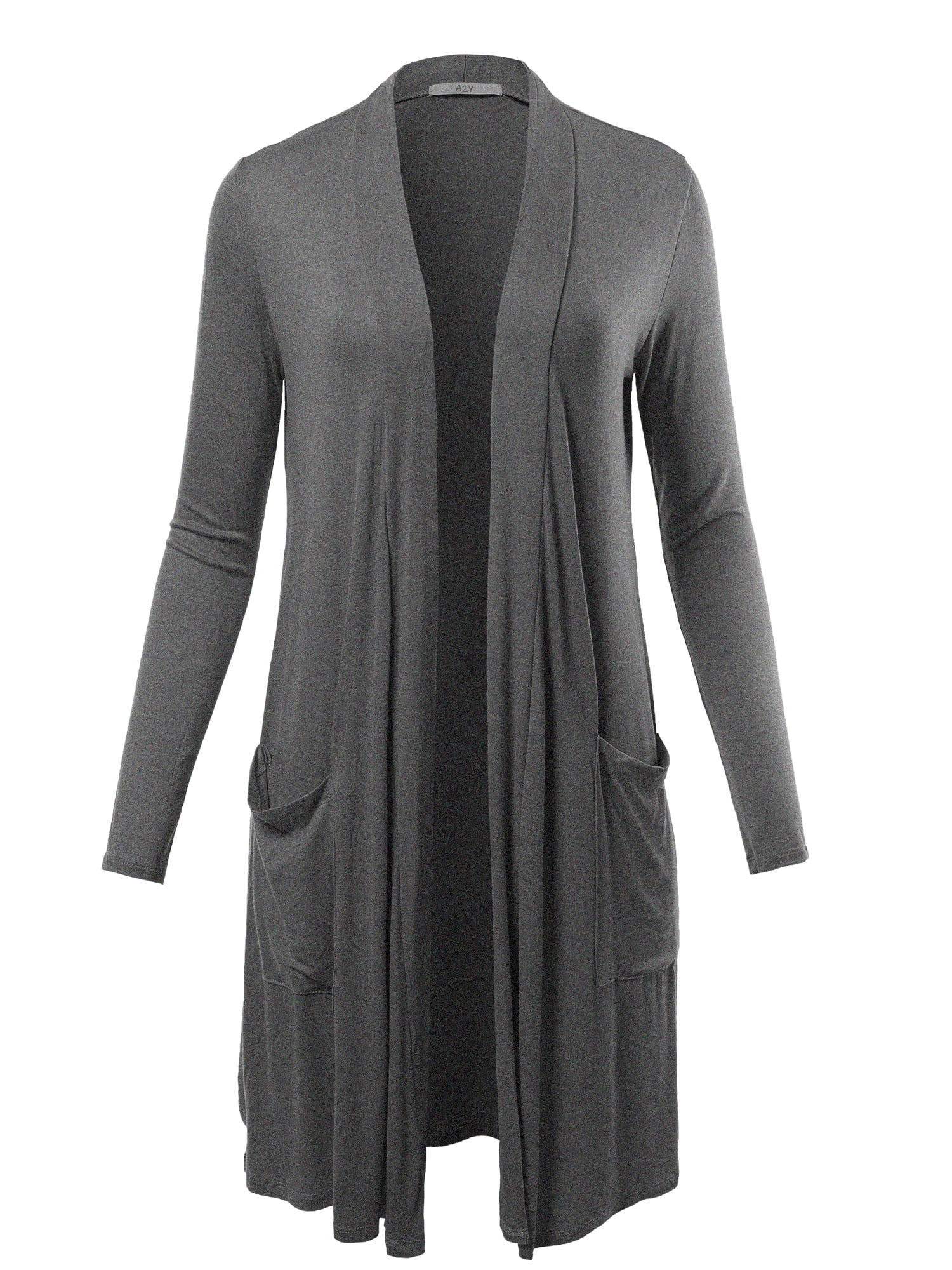 A2Y Women's Lightweight Open Front Pocket Long Length Long Sleeve Rayon ...