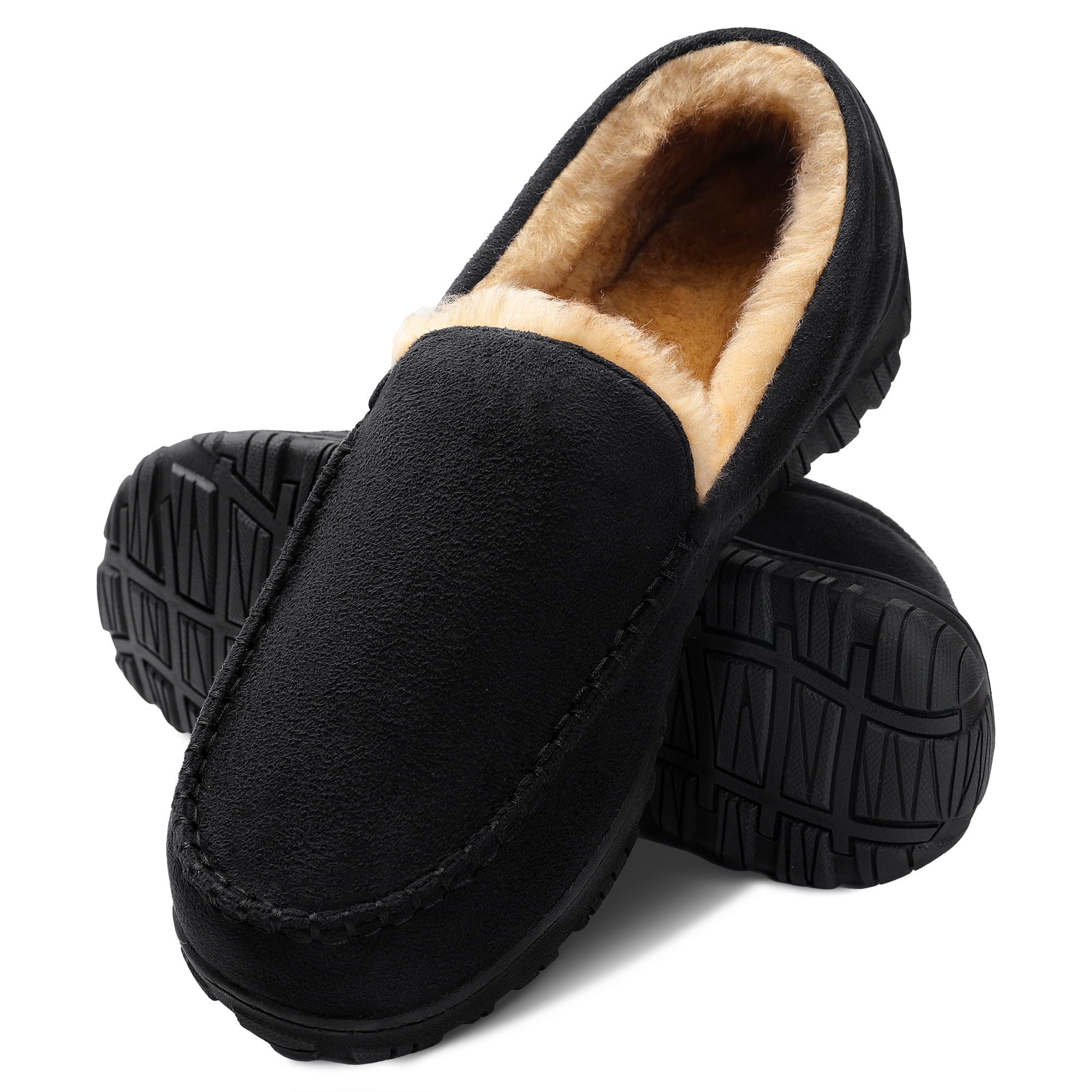 NCCB Men's Moccasin Slippers Memory Foam Warm Plush House Slippers ...