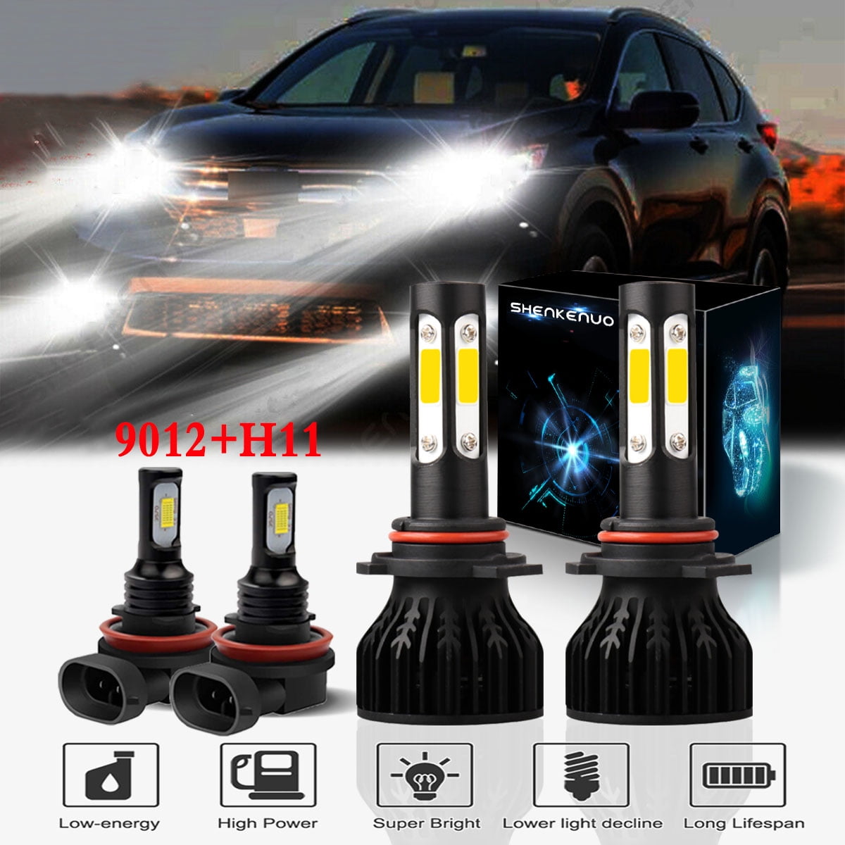 For 2016-2018 Toyota Rav4 Headlights,9012 LED High/Low Beam and H11 Fog ...