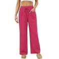 Fewfanhot Women's Straight-Leg Pajama Pants - Stretched Waist Solid ...