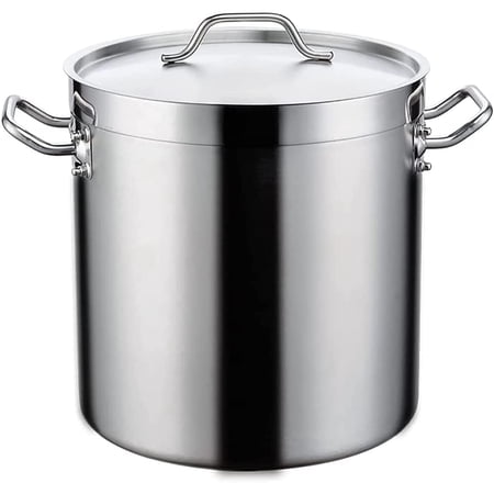 Large Cooking Pot, Stainless Steel Stock Pot with Fitted Cover, Tri-Ply ...