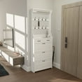 Modern Shoe Cabinet With 8 Hook, 3 Flip Doors, 2 Drawers Freestanding ...